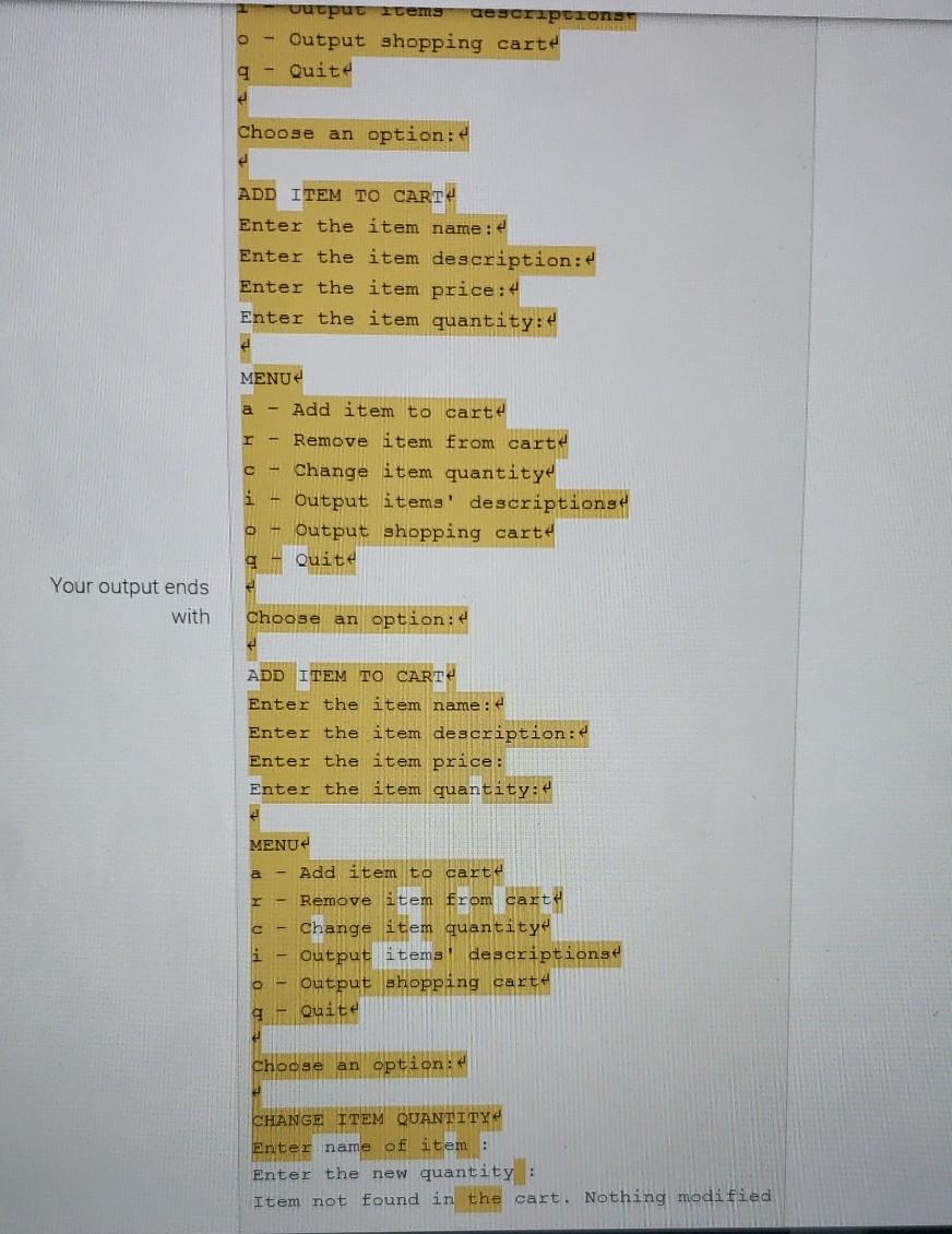 Solved 7.26 LAB*: Program: Online shopping cart (Part 2) | Chegg.com