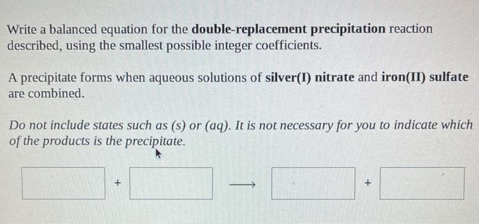 Solved Write a balanced equation for the double-replacement | Chegg.com