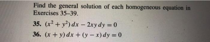 Solved Find the general solution of each homogeneous | Chegg.com