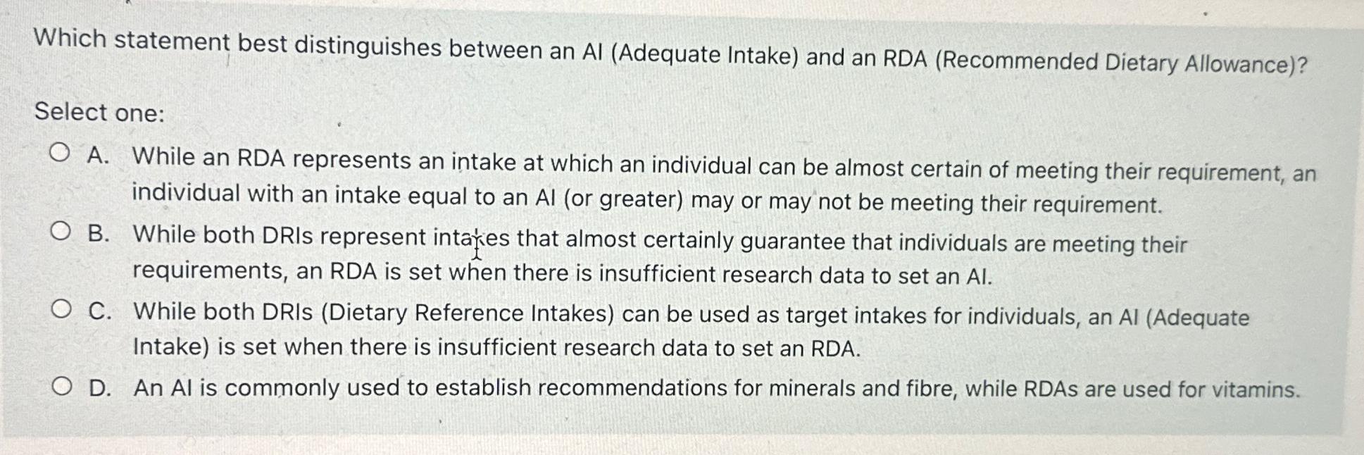 Solved Which statement best distinguishes between an AI | Chegg.com