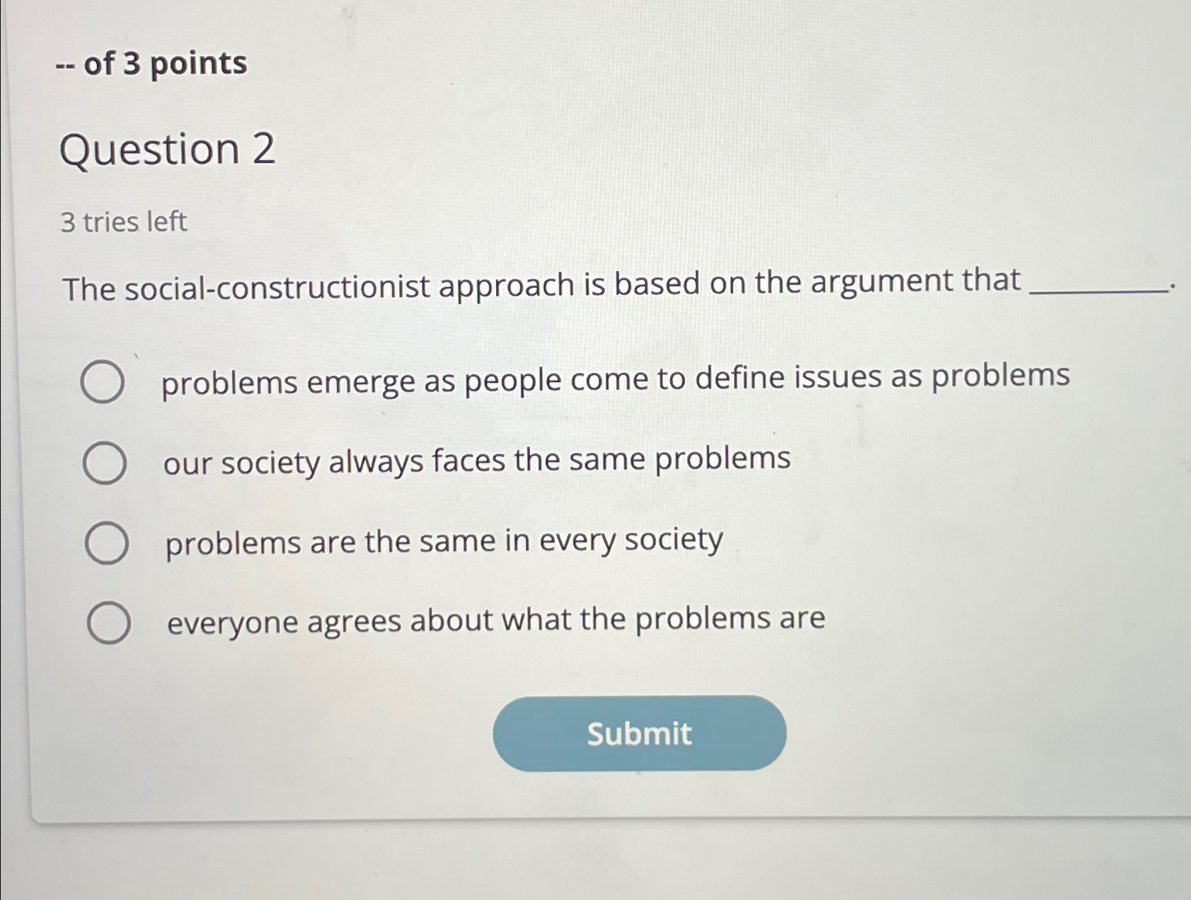 Solved -- ﻿of 3 ﻿pointsQuestion 23 ﻿tries leftThe | Chegg.com