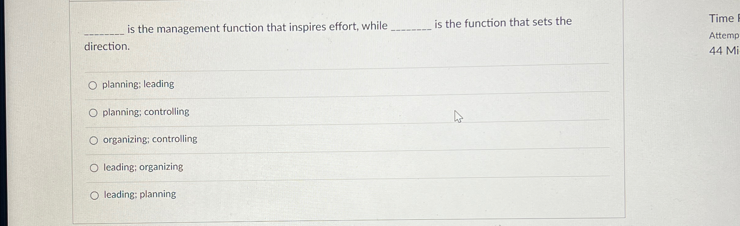 Solved q, ﻿is the management function that inspires effort, | Chegg.com