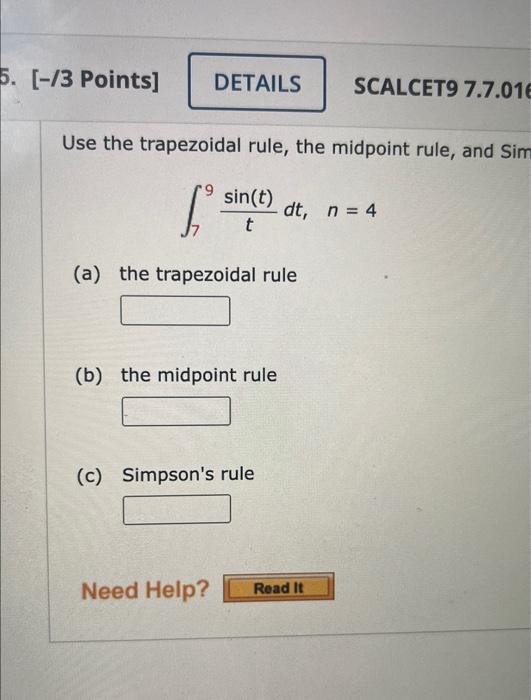 Solved Use the trapezoidal rule, the midpoint rule, and Sin | Chegg.com