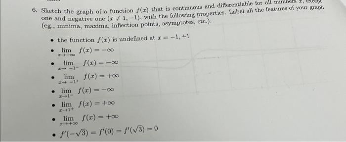 Solved 6. Sketch the graph of a function f(x) that is | Chegg.com
