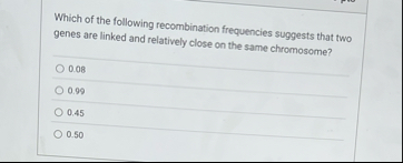 Solved Which of the following recombination frequencies | Chegg.com