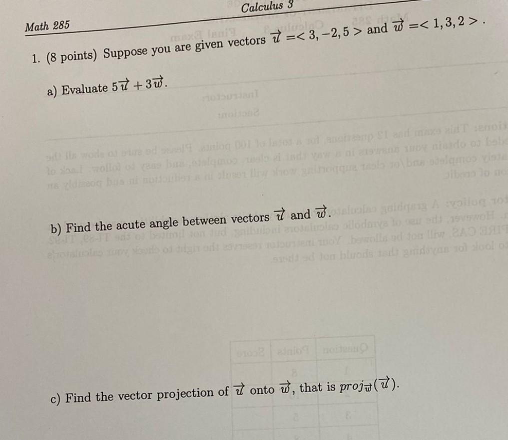 Solved Calculus Math 285 = 1. (8 points) Suppose you are | Chegg.com