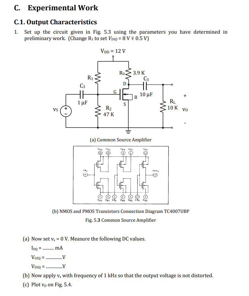 Solved C. ﻿Experimental WorkC.1. ﻿Output CharacteristicsSet | Chegg.com