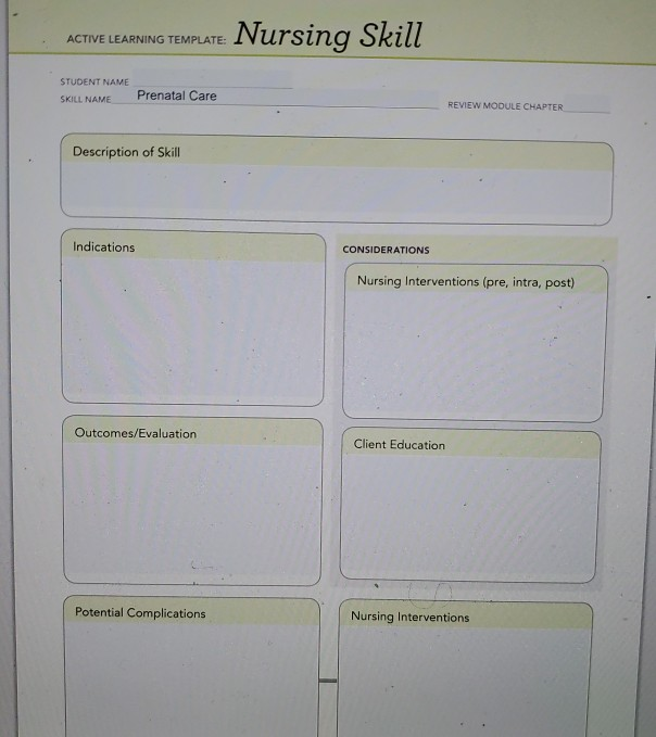 Solved ACTIVE LEARNING TEMPLATE: Nursing Skill STUDENT NAME | Chegg.com