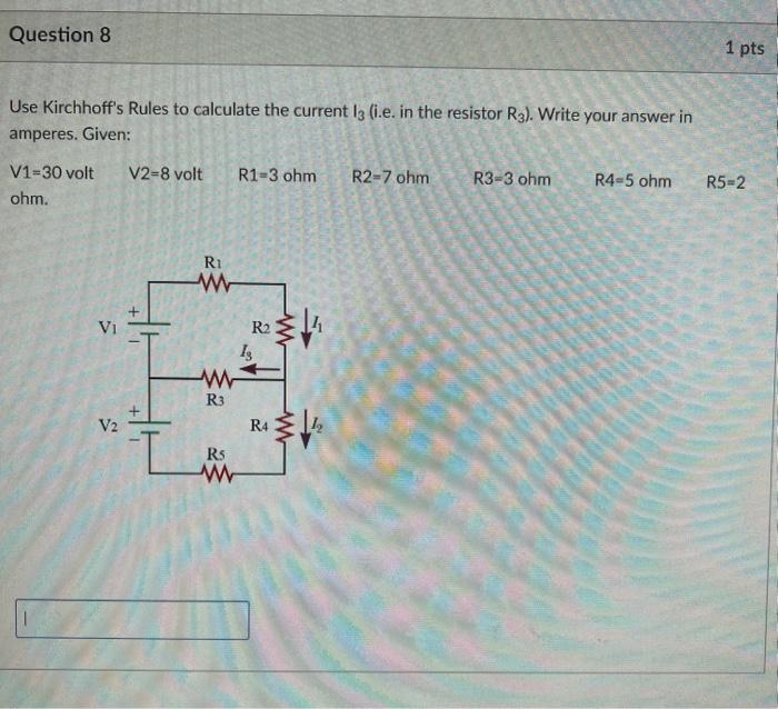 Solved Use Kirchhoff's Rules to calculate the current I3 | Chegg.com