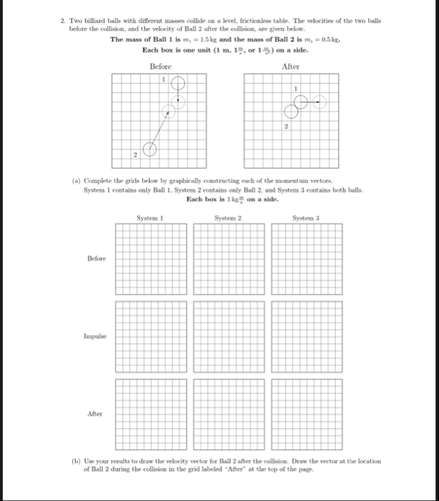 Solved Two billiard balls with different masses collide on a | Chegg.com