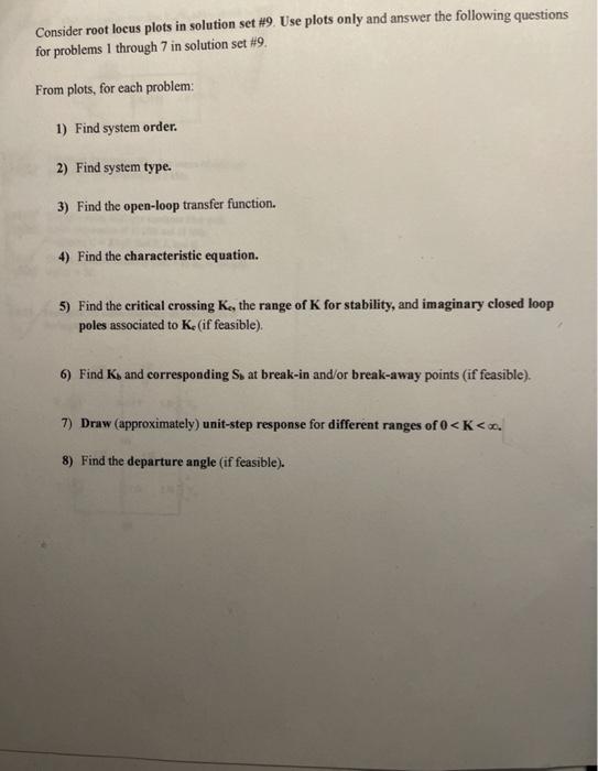 Solved Consider root locus plots in solution set #9. Use | Chegg.com