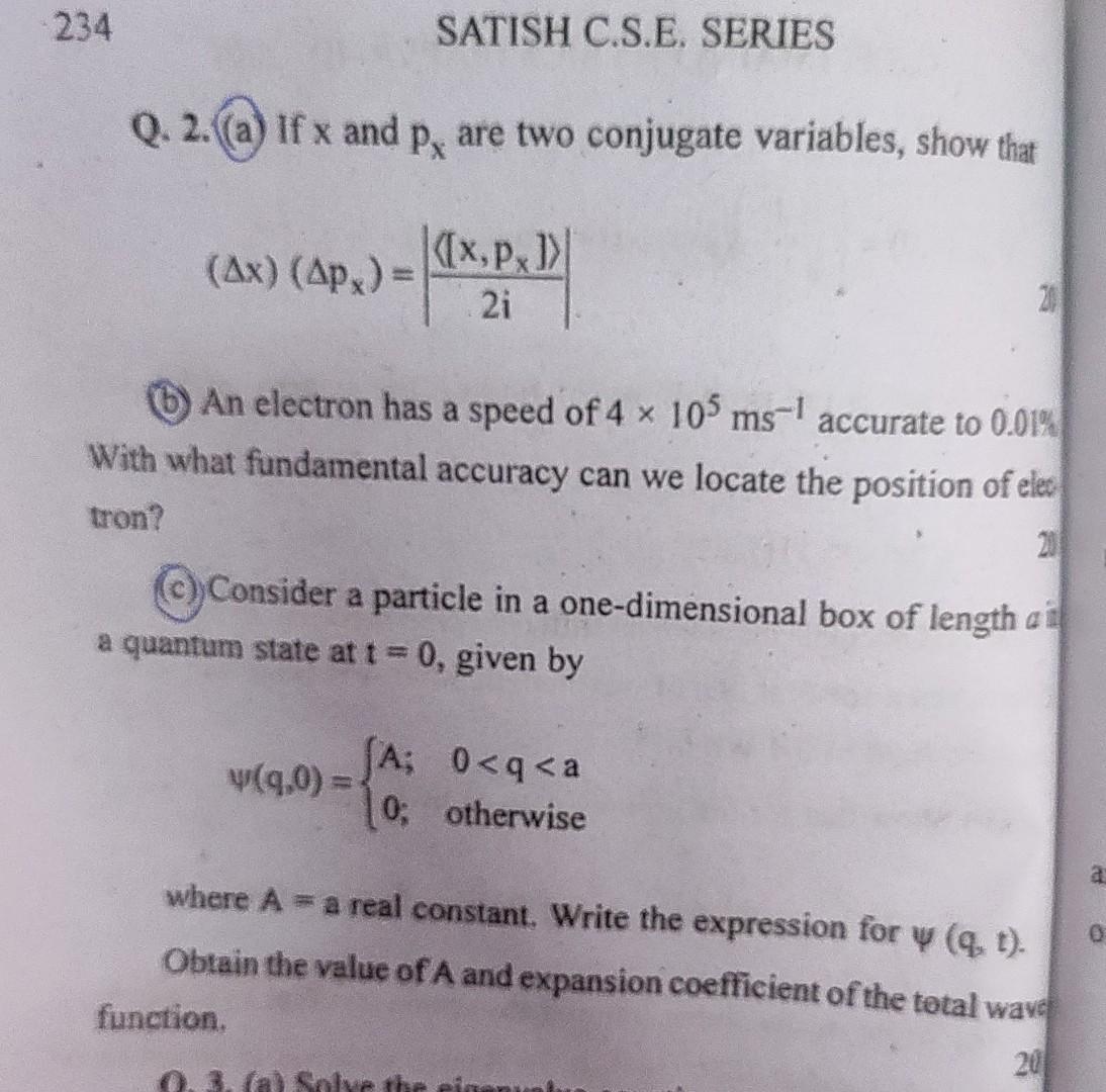Solved Q. 2. (a) If x and px are two conjugate variables, | Chegg.com