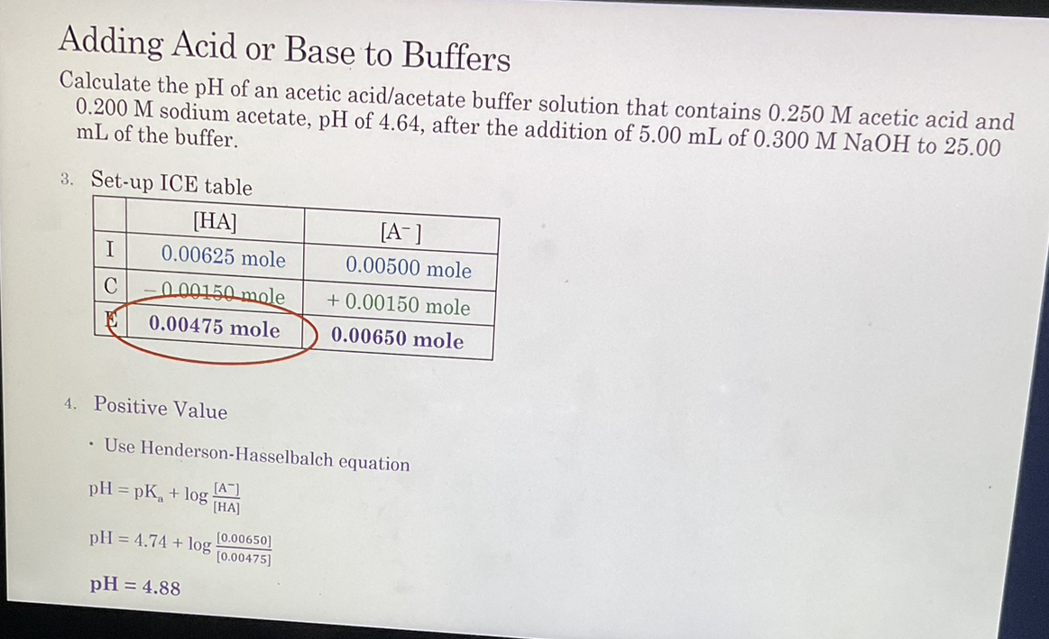 Solved Where did the 4.74 ﻿come from???Adding Acid or Base | Chegg.com