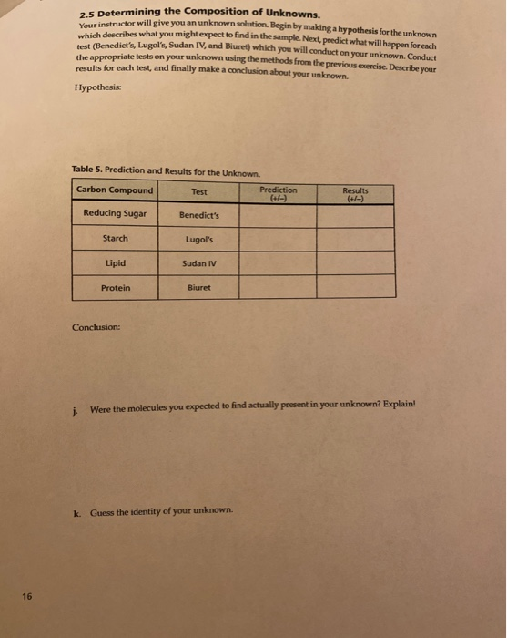 Solved 2.5 Determining the Composition of Unknowns. Your | Chegg.com