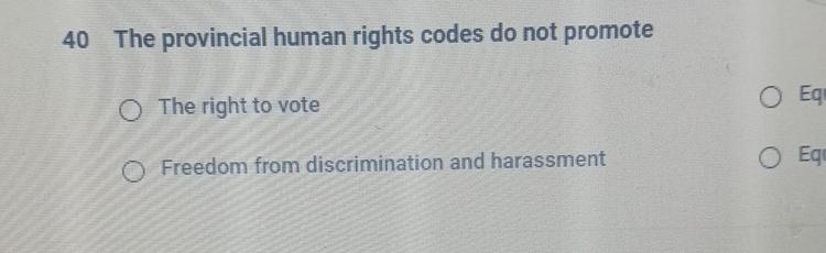 Solved 40 ﻿The provincial human rights codes do not | Chegg.com