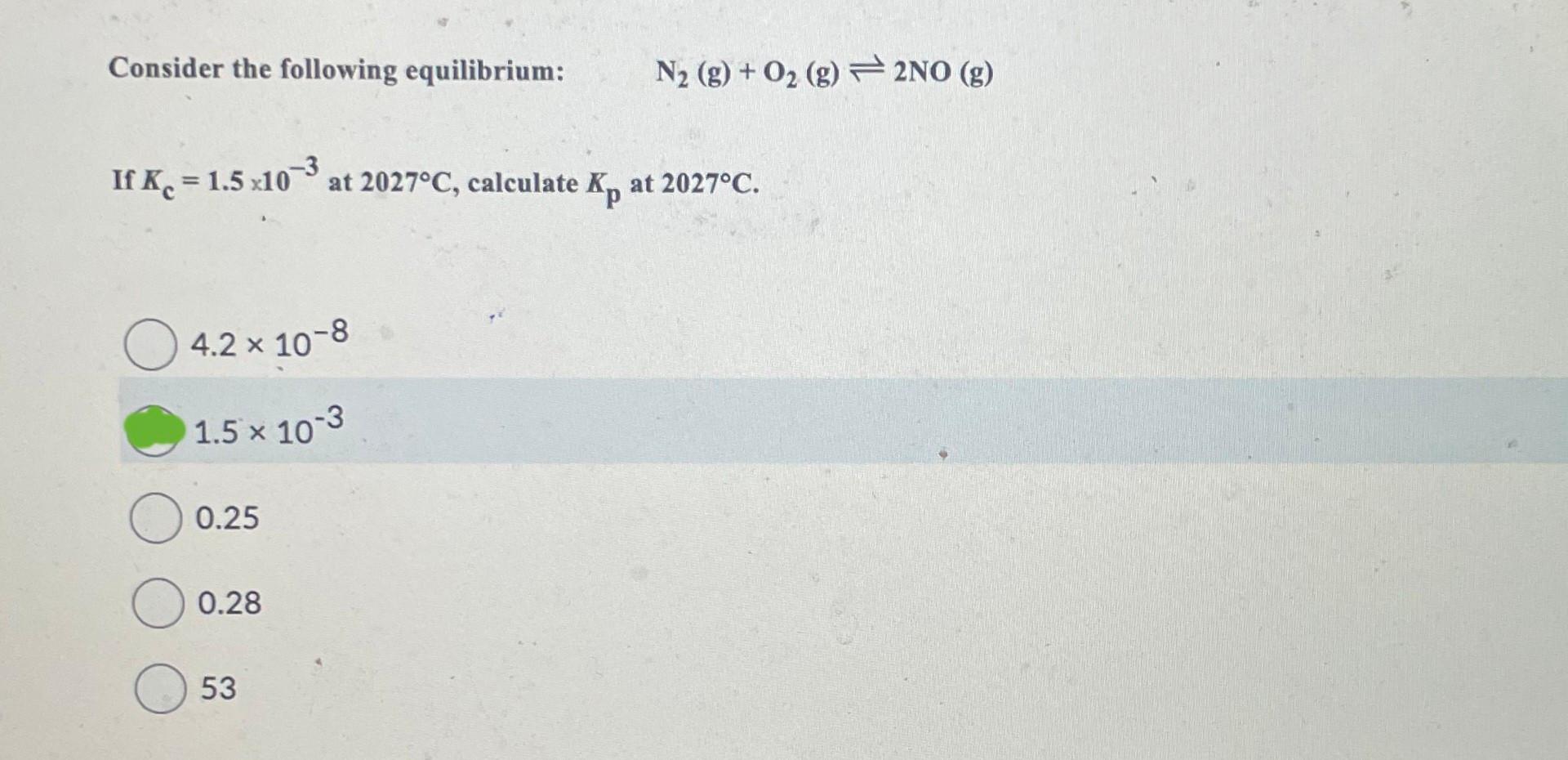 Solved For the following hypothetical equilibrium, A+2 B−C, | Chegg.com