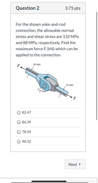 Solved Question 2 3.75 pts For the shown yoke-and-rod | Chegg.com