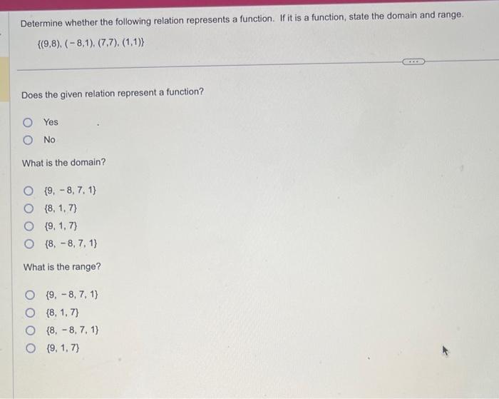 Solved Determine whether the following relation represents a | Chegg.com
