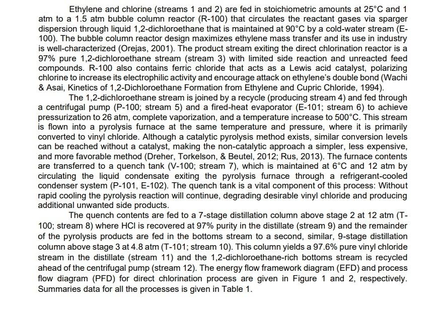 Ethylene and chlorine (streams 1 ﻿and 2) ﻿are fed in | Chegg.com