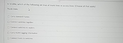 Solved In VUANa, which of the following are true of trunk | Chegg.com