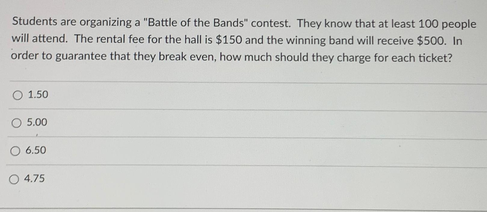 Solved Students are organizing a "Battle of the Bands" | Chegg.com