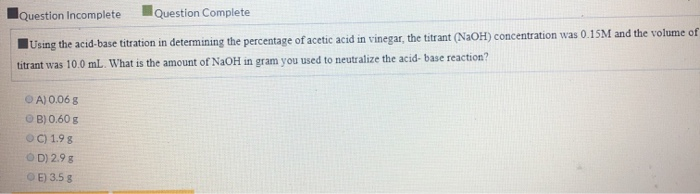 Solved Question Incomplete Question Complete Using the | Chegg.com