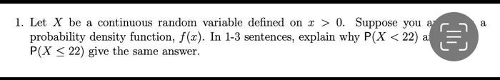 Solved 1. Let X be a continuous random variable defined on | Chegg.com