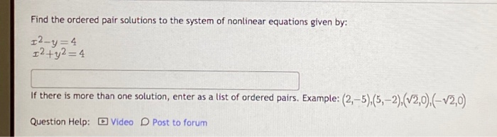 Solved Find the ordered pair solutions to the system of | Chegg.com