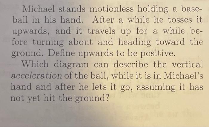 Solved Michael stands motionless holding a baseball in his | Chegg.com