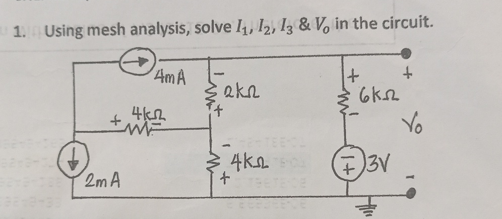 Solved Using mesh analysis, solve I1,I2,I3&V0 ﻿in the | Chegg.com