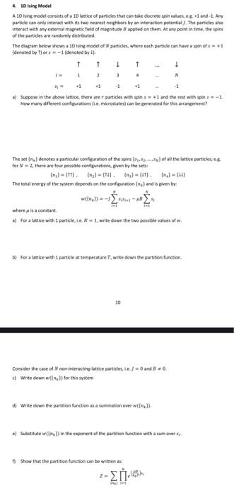 Solved 4. ID Ising Model A 10 ising model consits of a 10 | Chegg.com
