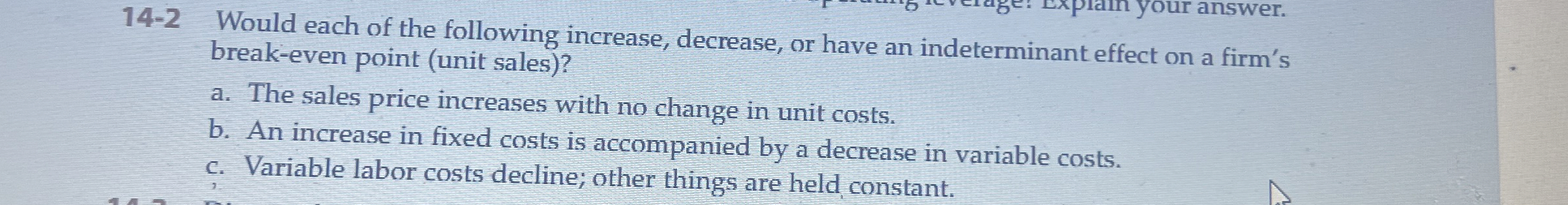 Solved 14-2 ﻿Would each of the following increase, decrease, | Chegg.com