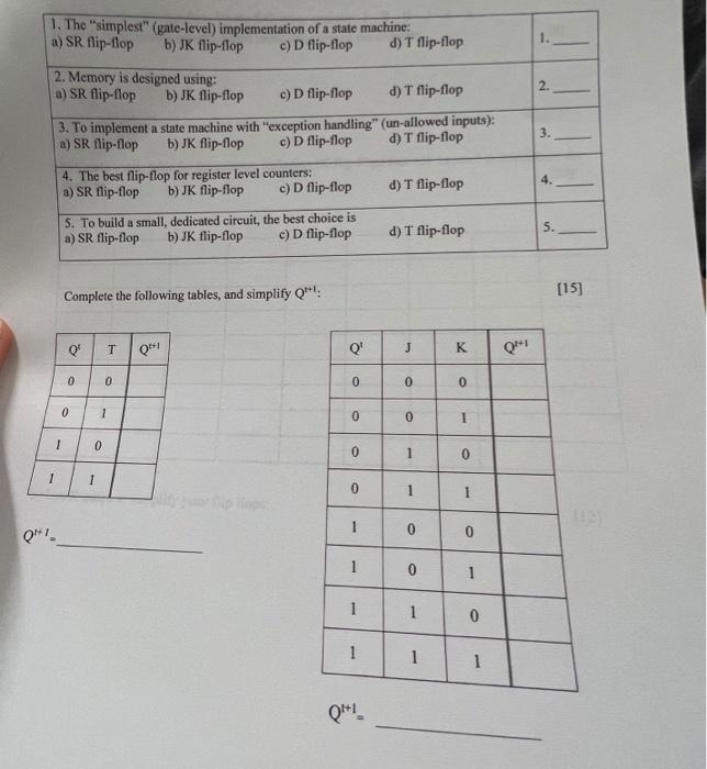 Solved Complete the following tables, and simplify Qt+1. | Chegg.com