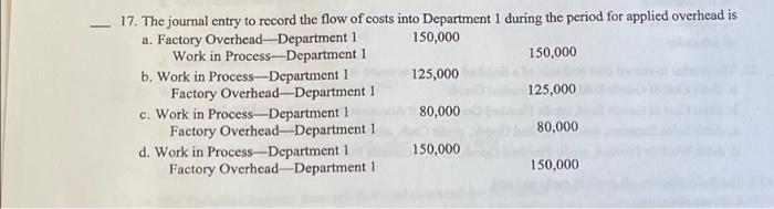 Solved 17. The journal entry to record the flow of costs | Chegg.com