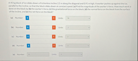 Solved A 45 ﻿kg block of ice slides down a frictionless | Chegg.com