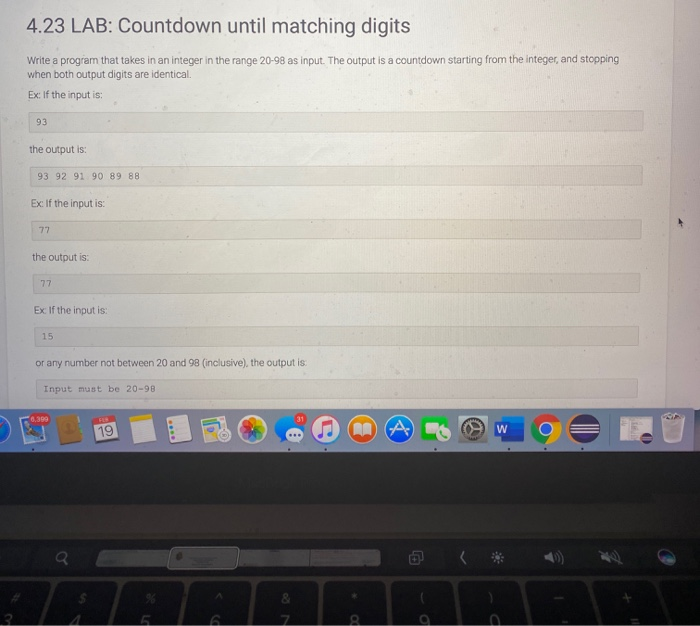 Solved 423 Lab Countdown Until Matching Digits Write A