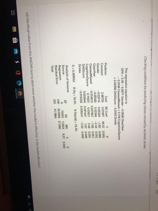 Solved Predicting Grade Point Average The computer output | Chegg.com