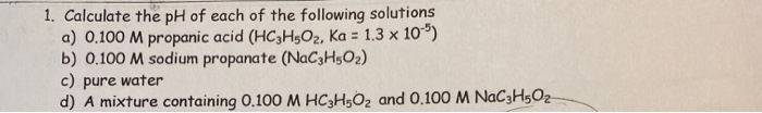 Solved 1. Calculate the pH of each of the following | Chegg.com