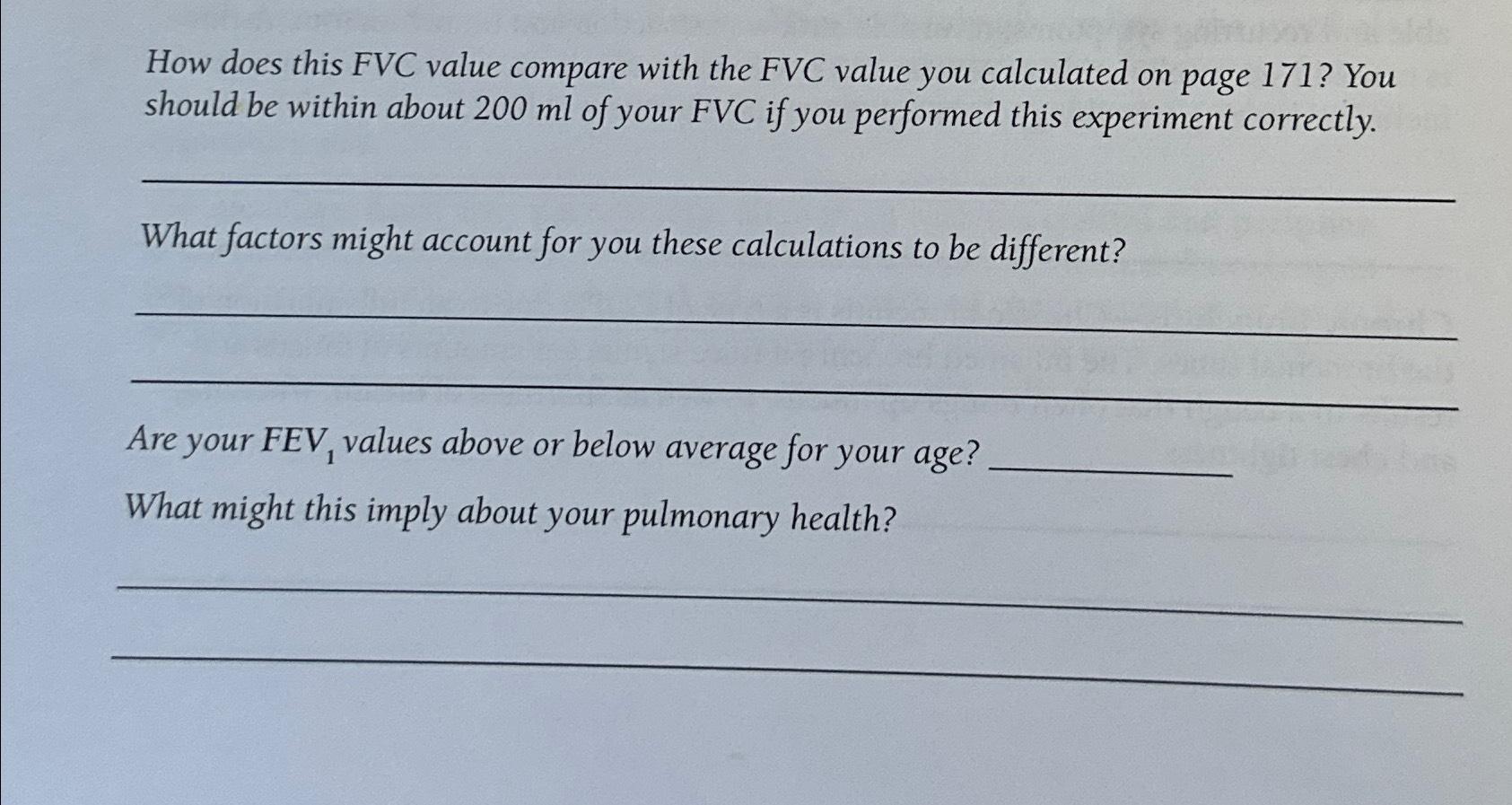 How does this FVC value compare with the FVC value | Chegg.com