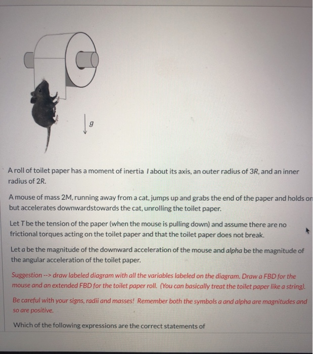 Solved A roll of toilet paper has a moment of inertia l | Chegg.com