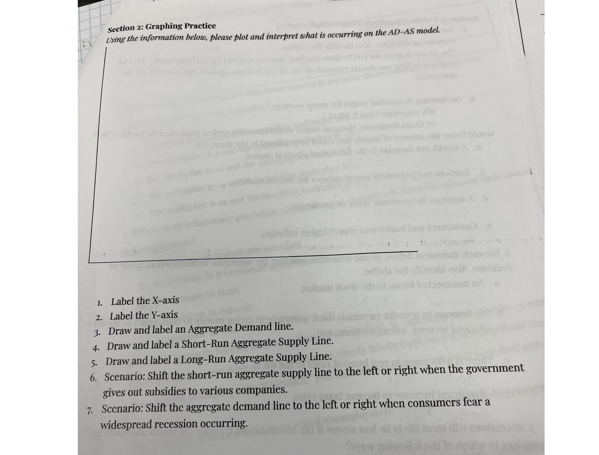 Solved Section 2: Graphing PracticeUsing the information | Chegg.com