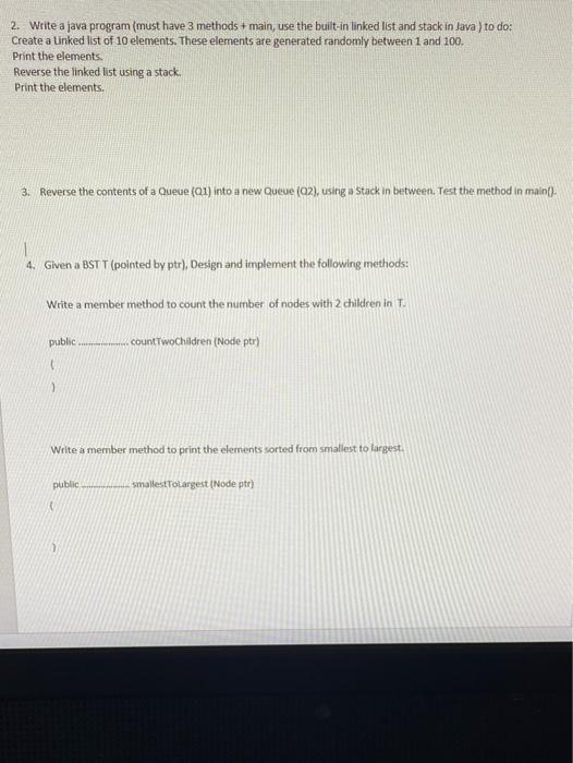 Solved 2. Write a java program (must have 3 methods + main, | Chegg.com