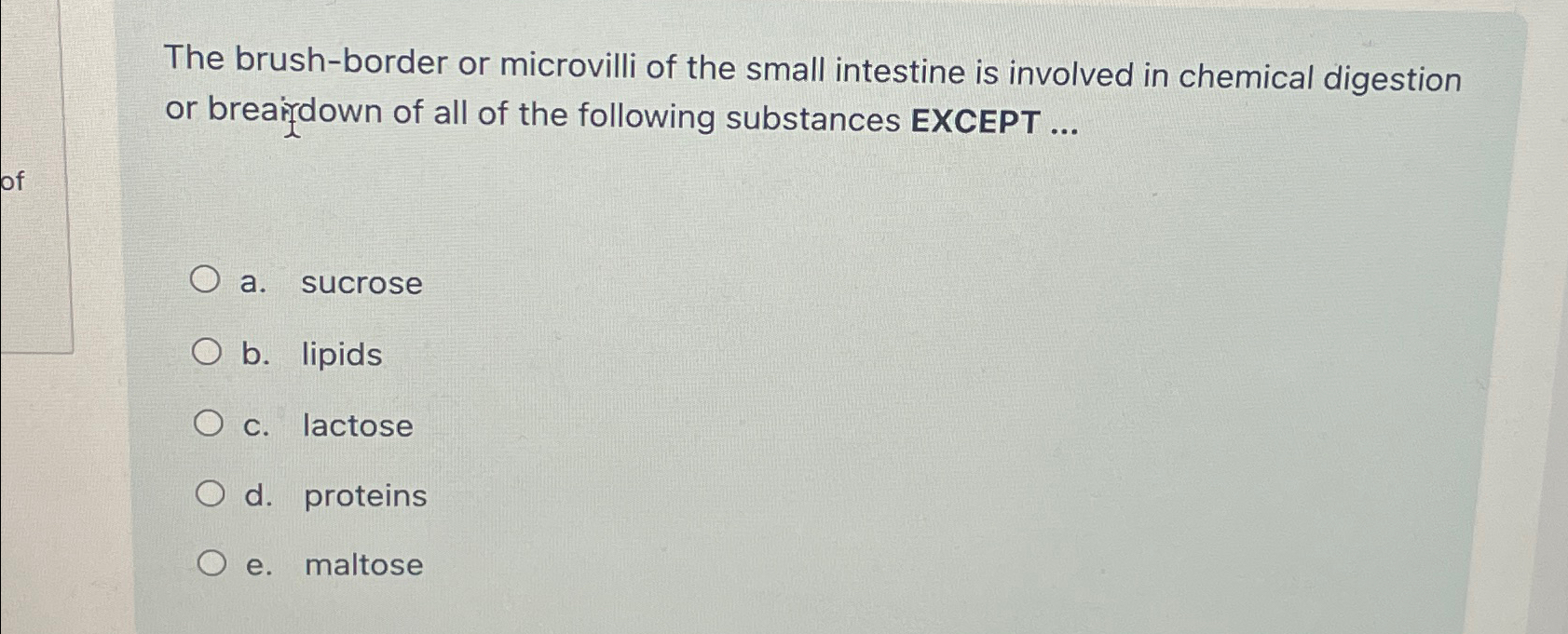 Solved The brush-border or microvilli of the small intestine | Chegg.com