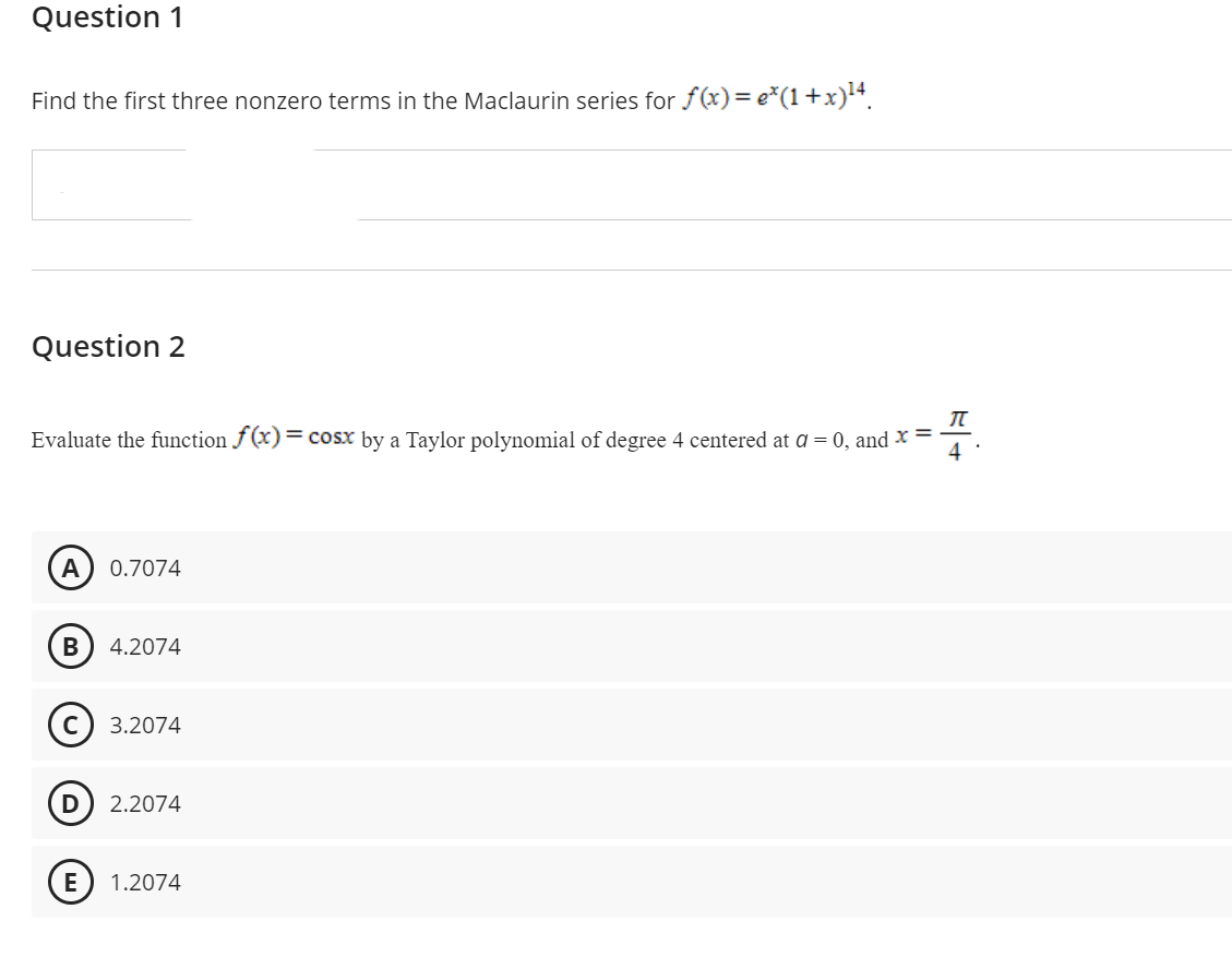 Solved Question 1Find the first three nonzero terms in the | Chegg.com