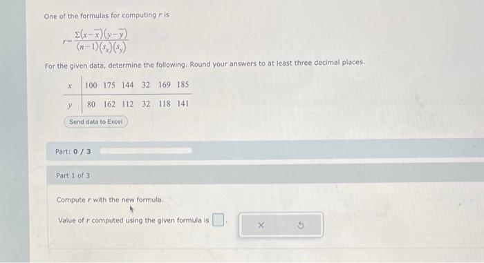 Solved One of the formulas for computing r is | Chegg.com