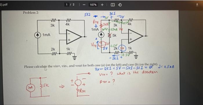 Solved Problem 2: Vx−2kI+5V−5kI−3kI=Vx. | Chegg.com
