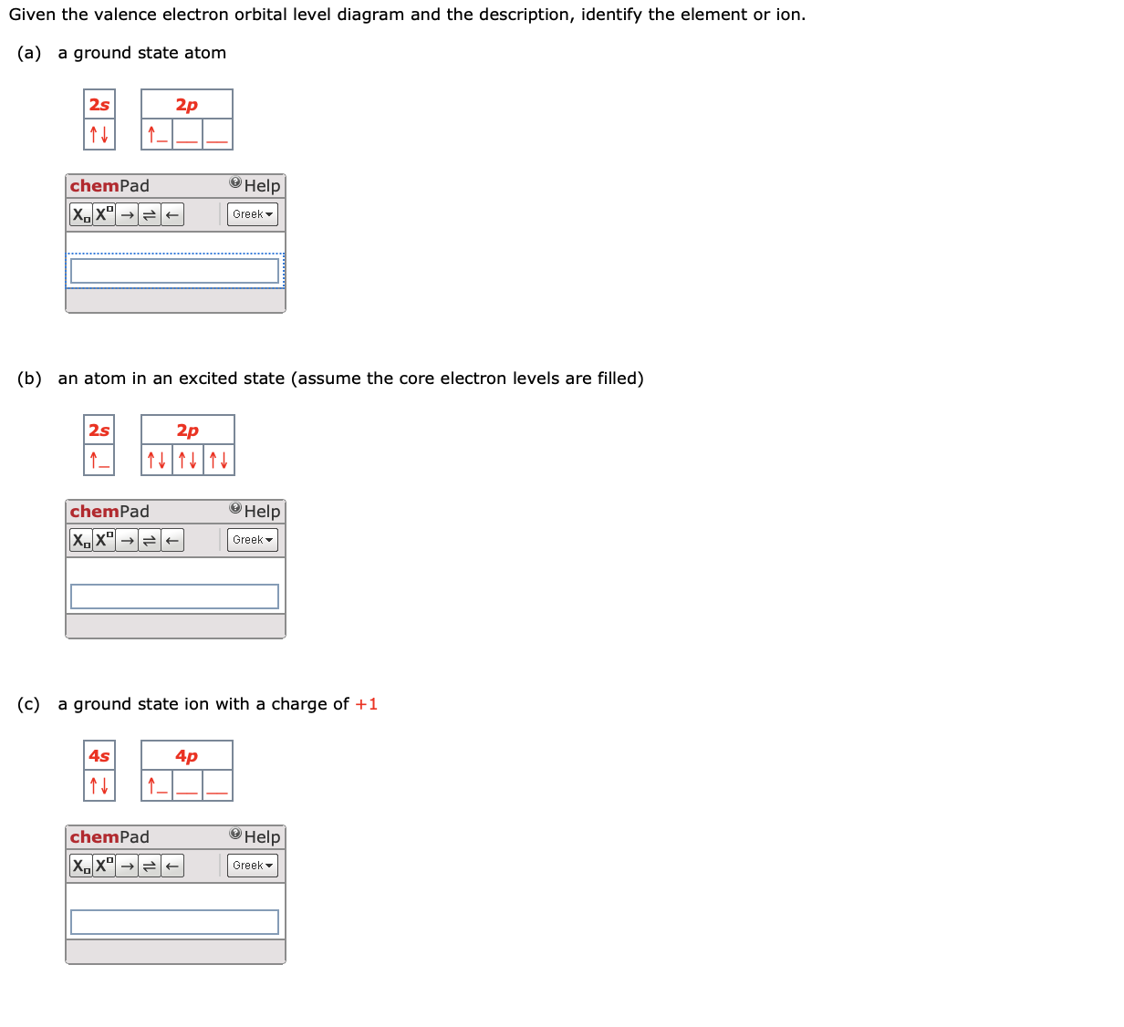 Solved Given the valence electron orbital level diagram and | Chegg.com