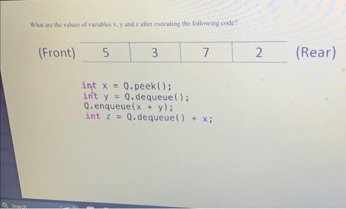 Solved What are the values of vanables x,y and z after | Chegg.com