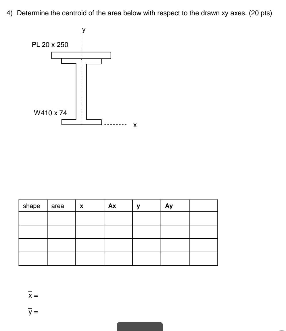 Solved 4) Determine the centroid of the area below with | Chegg.com