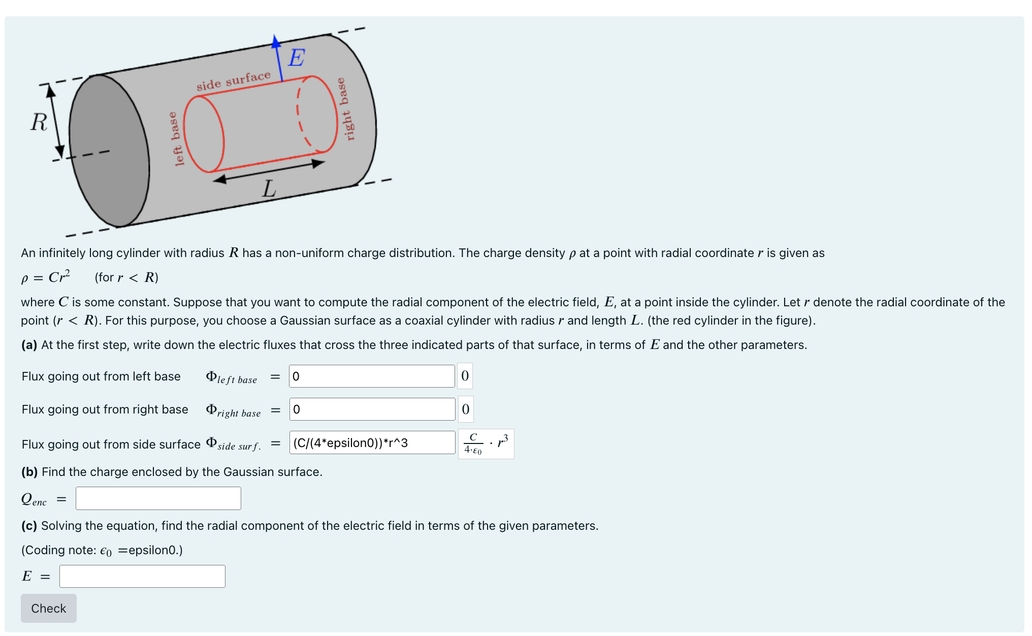 Solved An infinitely long cylinder with radius R ﻿has a | Chegg.com
